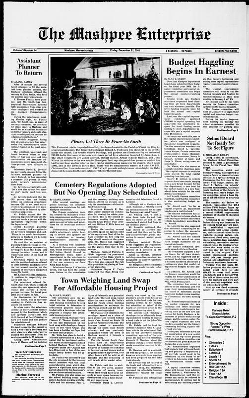 The Mashpee Enterprise. December 21, 2001 - Digital Commonwealth