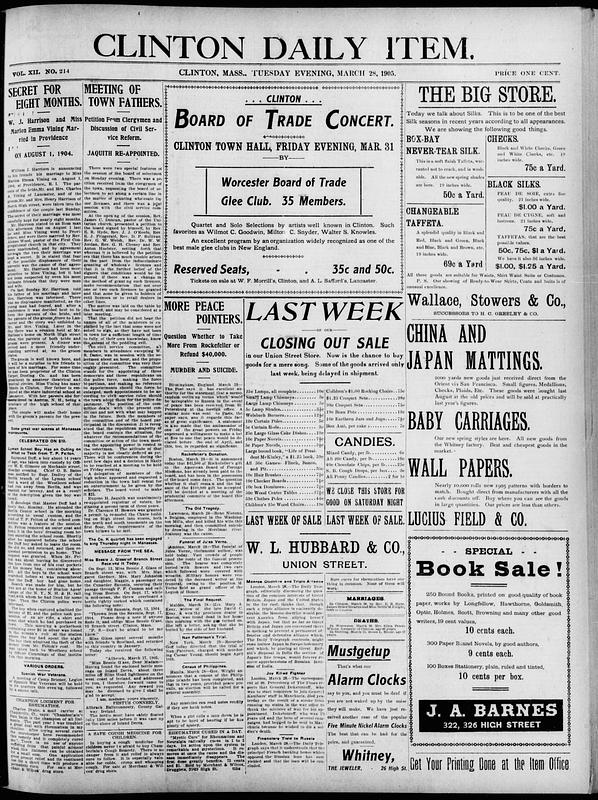 Clinton Daily Item. March 28, 1905 - Digital Commonwealth