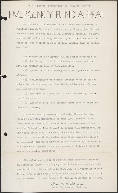 Emergency Fund Appeal - Digital Commonwealth