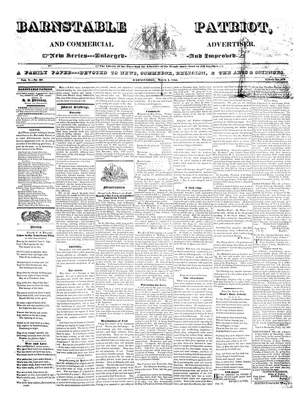 Barnstable Patriot, and Commercial Advertiser. March 04, 1835 - Digital ...