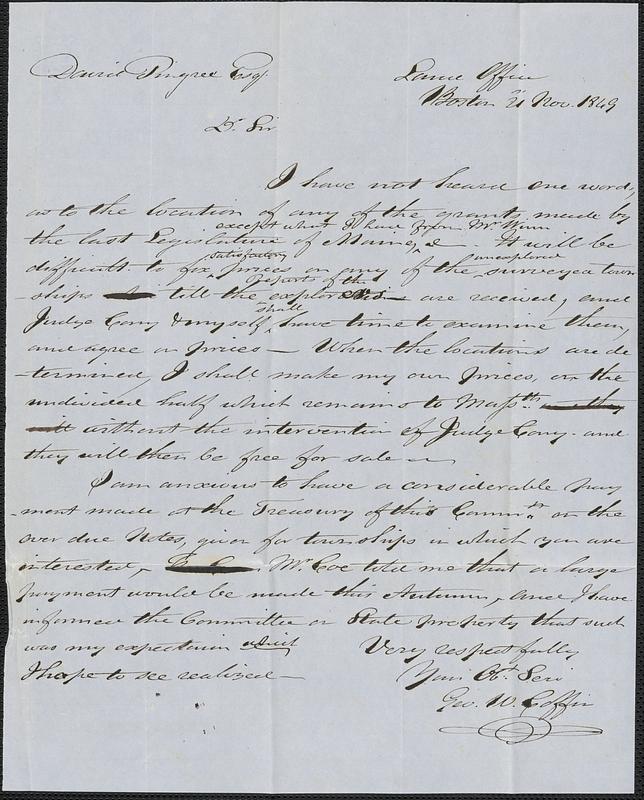 George Coffin to David Pingree, 21 November 1849 - Digital Commonwealth