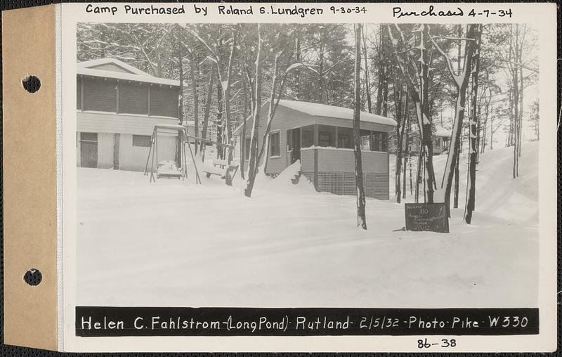 Helen C. Fahlstrom, camp, Long Pond, Rutland, Mass., Feb. 5, 1932 ...