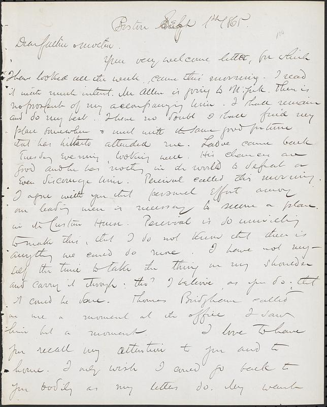 Letter from John D. Long to Zadoc Long and Julia D. Long, September 1 ...