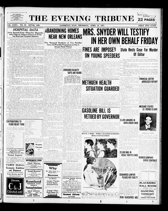 The Evening Tribune. April 28, 1927 - Digital Commonwealth