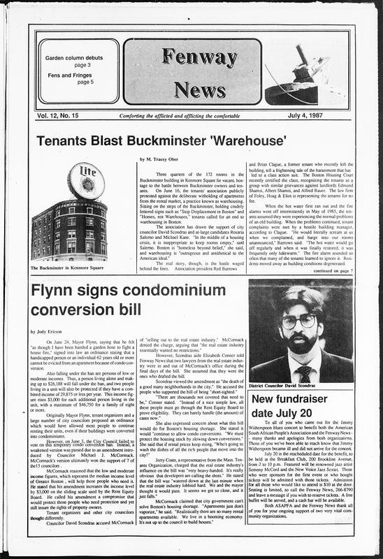 The Fenway News. July 04, 1987 - Digital Commonwealth