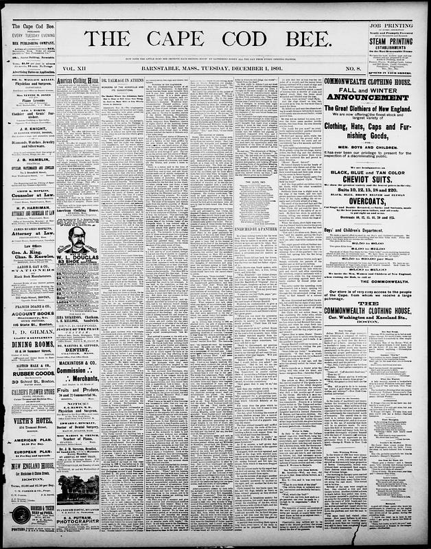 The Cape Cod Bee. December 01, 1891 - Digital Commonwealth