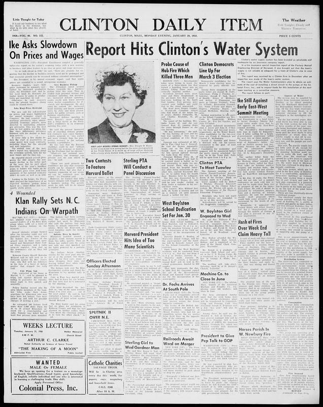 Clinton Daily Item. January 20, 1958 - Digital Commonwealth