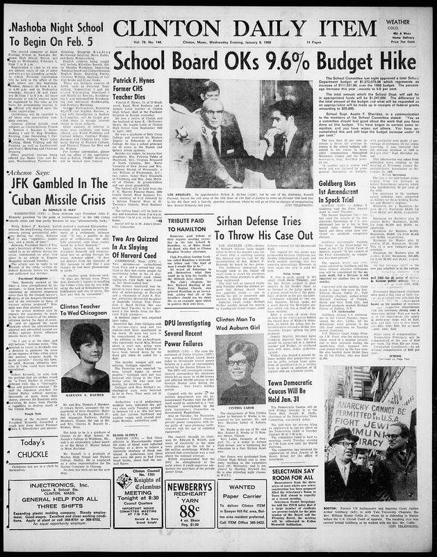 Clinton Daily Item. January 08, 1969 - Digital Commonwealth