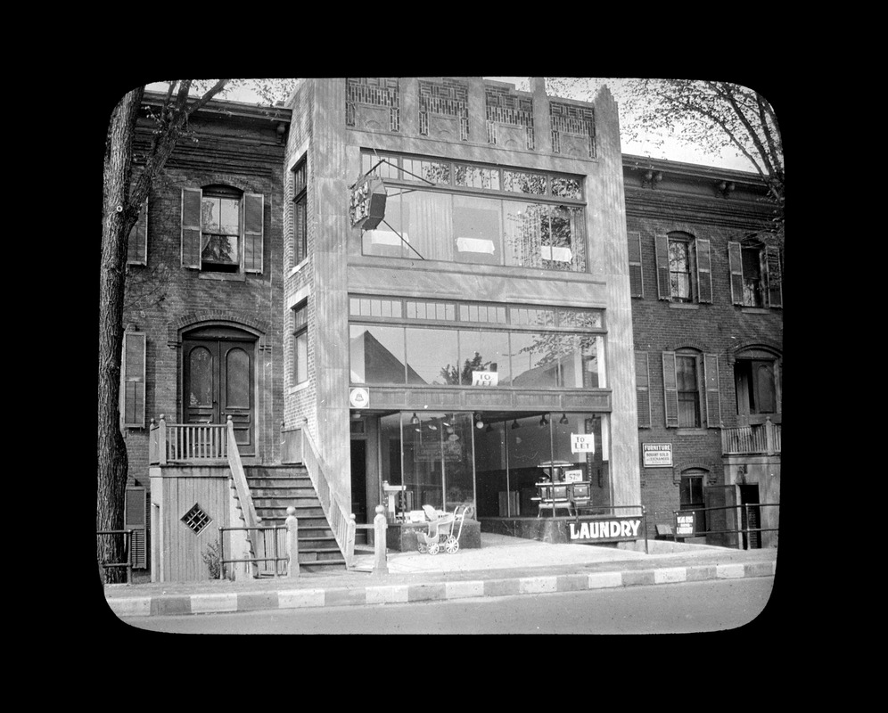 Storefront, brick apartment house - Digital Commonwealth