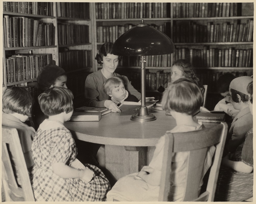Librarian reading to children, Memorial Branch - Digital Commonwealth
