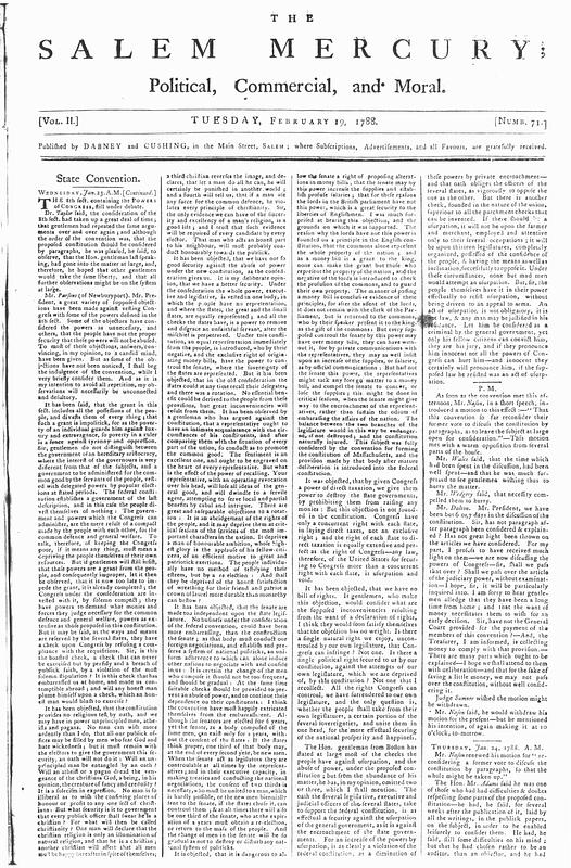 The Salem Mercury: Political, Commercial, and Moral. February 19, 1788 - Digital Commonwealth