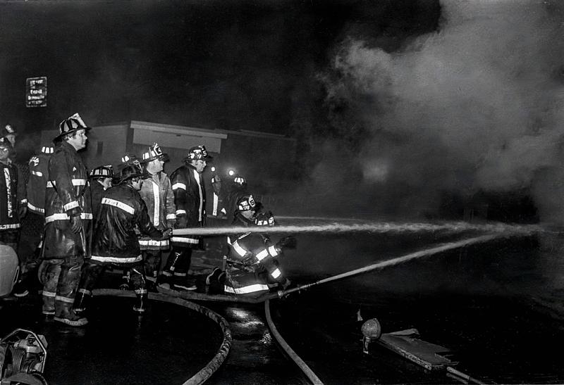 Fire fighting at night, engine 4 Lt. Dennis Williams and Everett ...