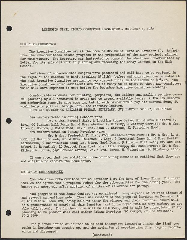 LCRC December 1962 Newsletter - Digital Commonwealth