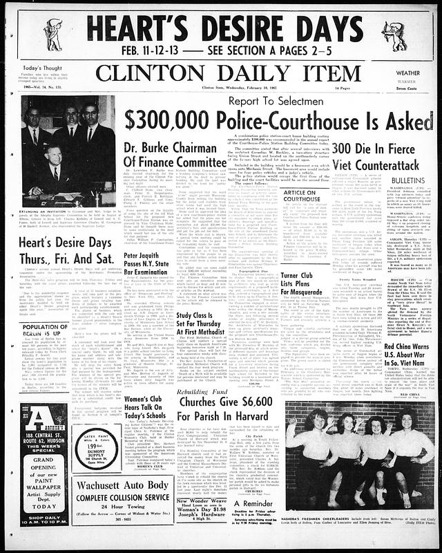 Clinton Daily Item. February 10, 1965 - Digital Commonwealth