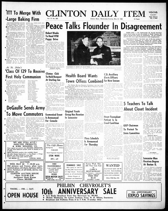 Clinton Daily Item. May 22, 1968 - Digital Commonwealth
