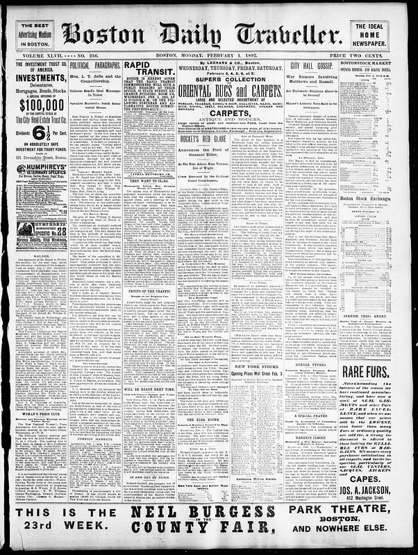 Boston Daily Traveller. February 01, 1892 - Digital Commonwealth