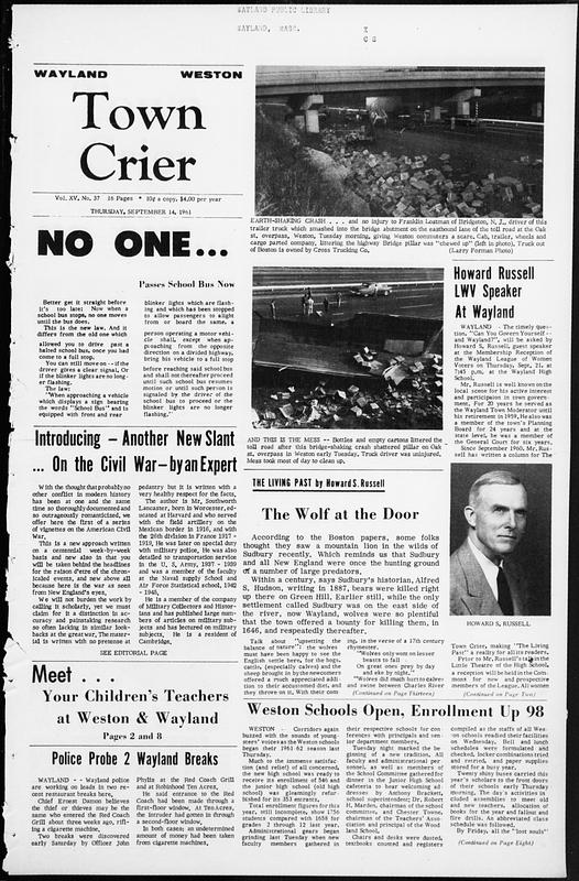 The Town Crier. September 14, 1961 - Digital Commonwealth
