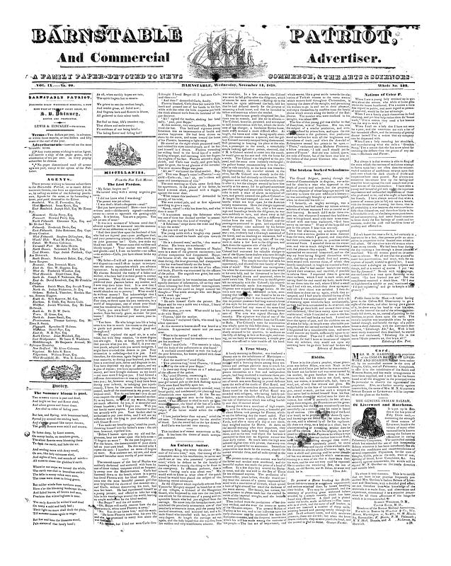 Barnstable Patriot, and Commercial Advertiser. November 14, 1838 ...