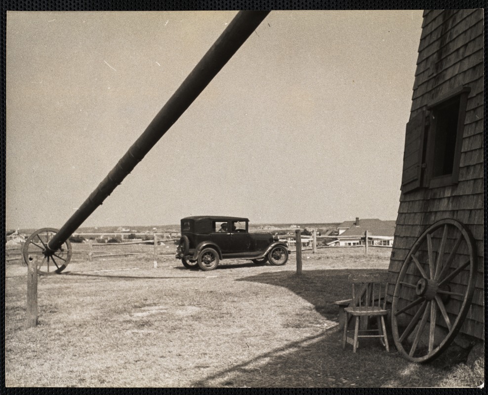 The old mill. An old Ford is used to turn the top of the Mill around to ...