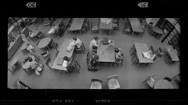 Suffolk University students study in library, Boston - Digital Commonwealth