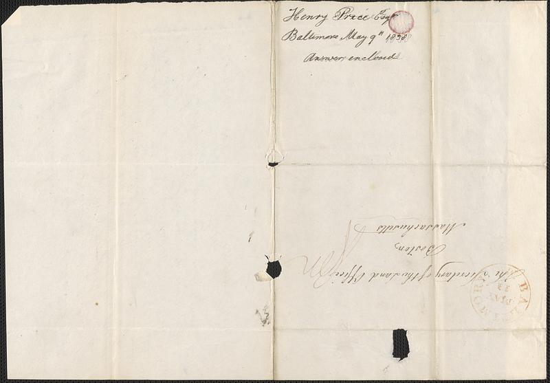 Henry Price to the Secretary of the Land Office, 9 May 1838 - Digital ...