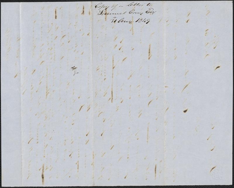 Copy of a letter from George Cofin to Samuel Cony, 31 August 1849 ...