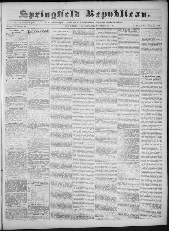 Springfield Republican. November 13, 1847 - Digital Commonwealth