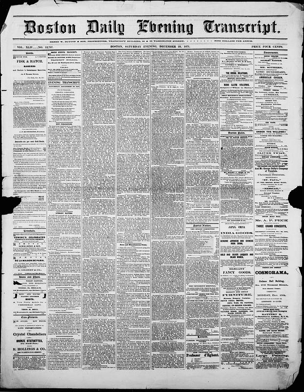 Boston Daily Evening Transcript. December 23, 1871 - Digital Commonwealth