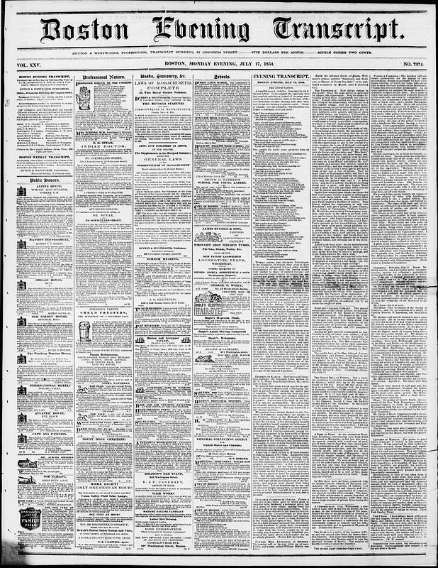 Boston Evening Transcript. July 17, 1854 - Digital Commonwealth