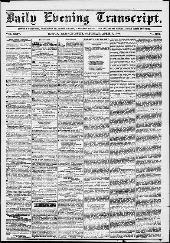 Daily Evening Transcript. April 09, 1853 - Digital Commonwealth