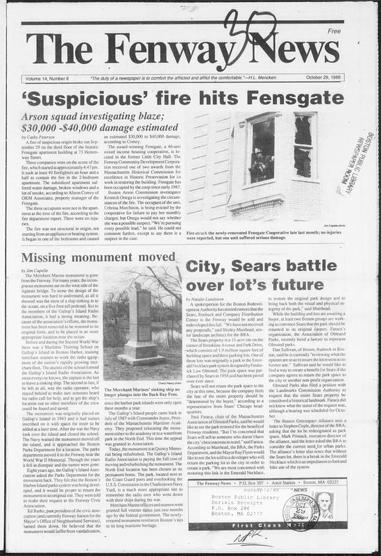 The Fenway News. October 29, 1988 - Digital Commonwealth