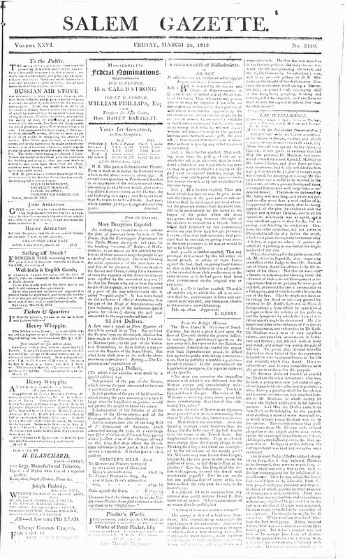 The Salem Gazette. March 20, 1812 - Digital Commonwealth