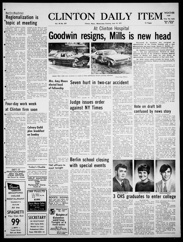 Clinton Daily Item. June 16, 1971 - Digital Commonwealth
