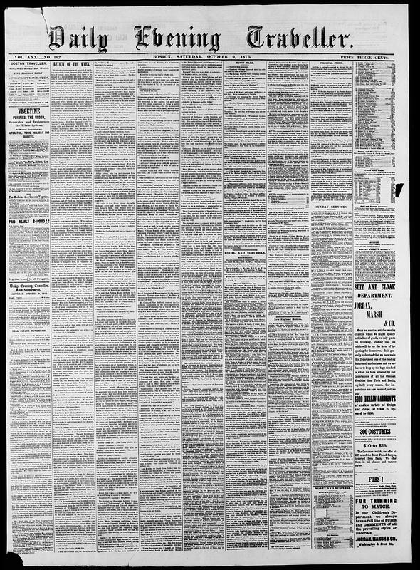 Daily Evening Traveller. October 09, 1875 - Digital Commonwealth