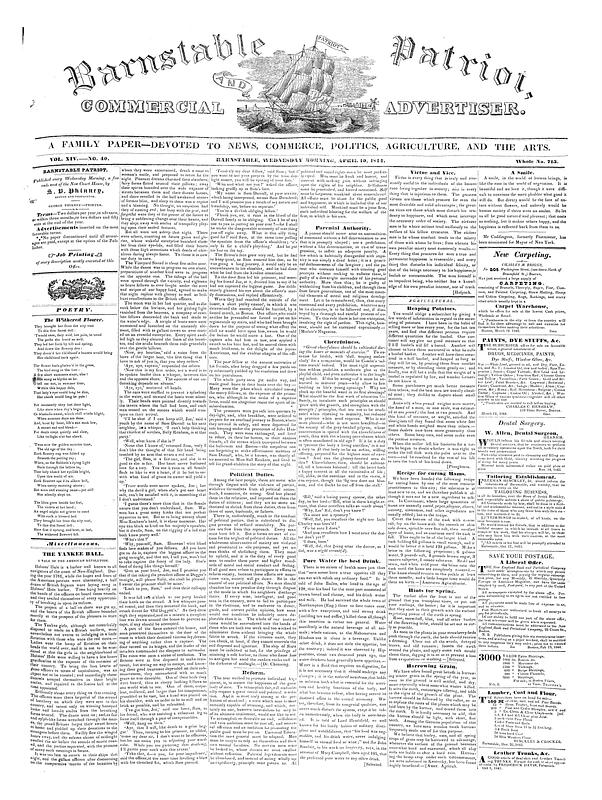 Barnstable Patriot, and Commercial Advertiser. April 10, 1844 - Digital ...
