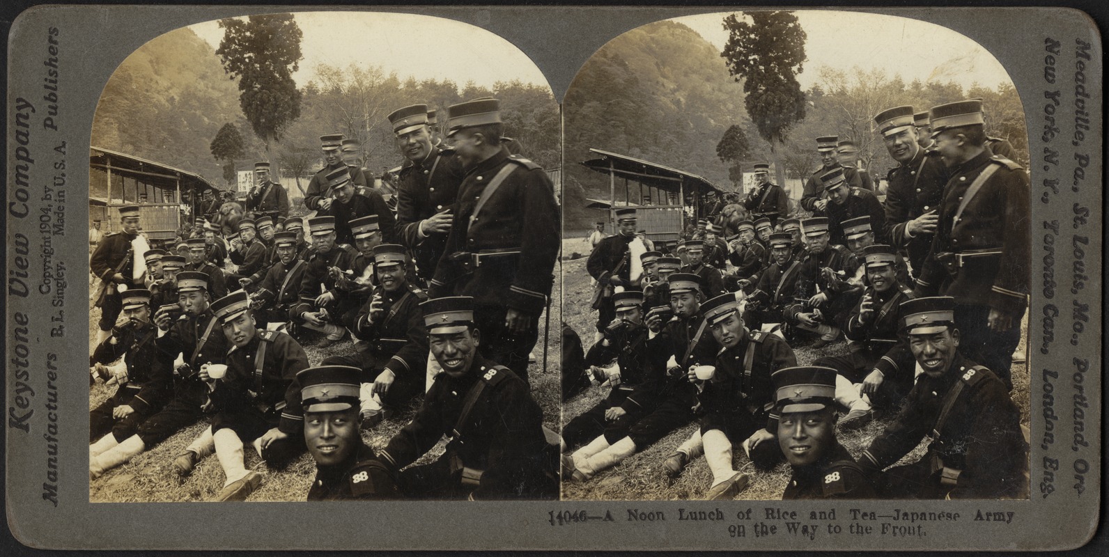 A noon lunch of rice and tea - Japanese Army on the way to the front ...