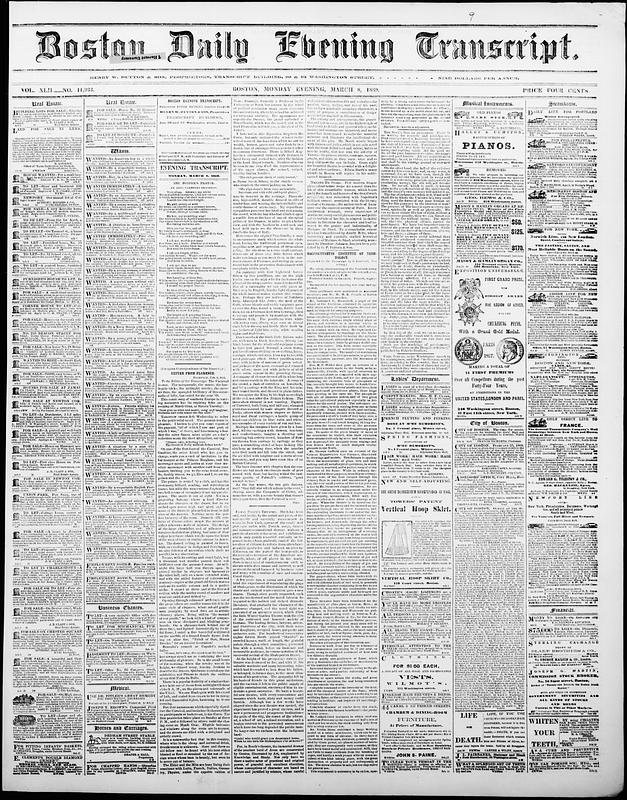 Boston Daily Evening Transcript. March 08, 1869 - Digital Commonwealth