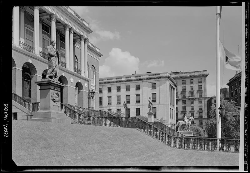 State House steps in summer, Boston - Digital Commonwealth