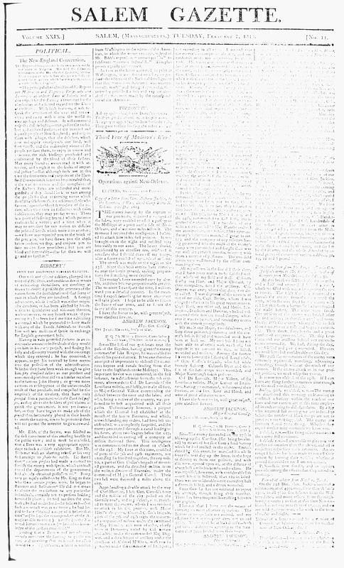 The Salem Gazette. February 07, 1815 - Digital Commonwealth