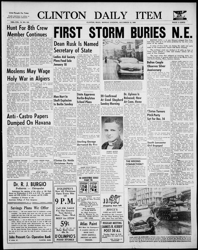 Clinton Daily Item. December 12, 1960 - Digital Commonwealth