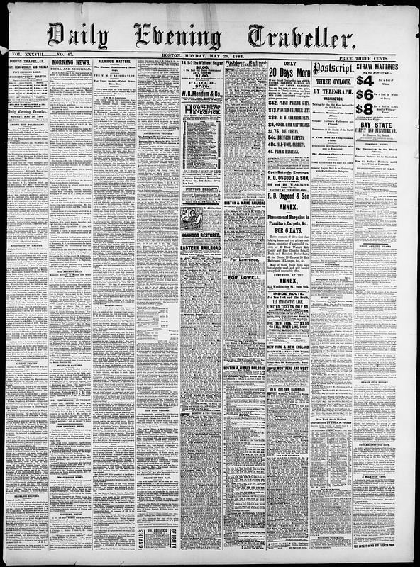 Daily Evening Traveller. May 26, 1884 - Digital Commonwealth