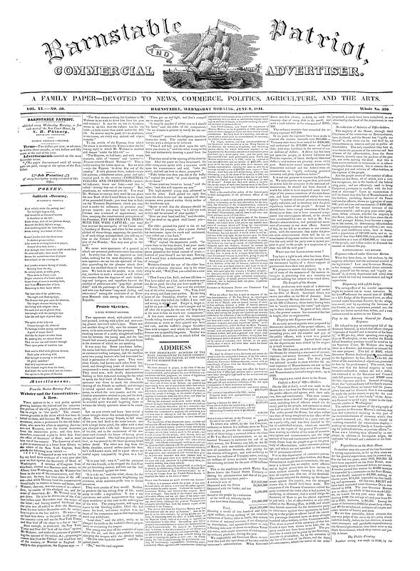 Barnstable Patriot, and Commercial Advertiser. June 09, 1841 - Digital ...
