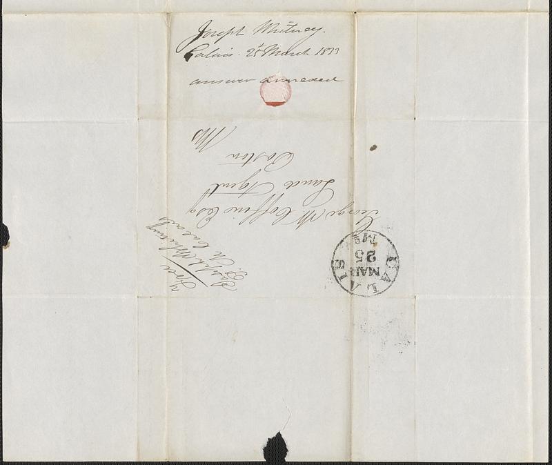 Joseph Whitney to George Coffin, 25 March 1833 - Digital Commonwealth