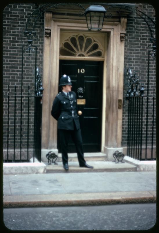 Policeman outside Number 10 Downing Street, London - Digital Commonwealth