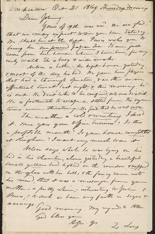 Letter from Zadoc Long to John D. Long, October 21, 1869 - Digital ...