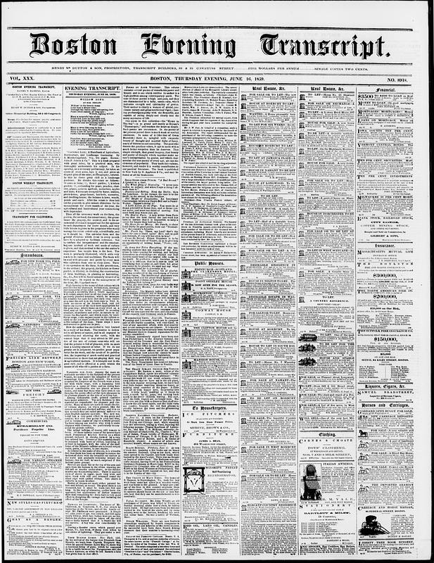 Boston Evening Transcript. June 16, 1859 - Digital Commonwealth
