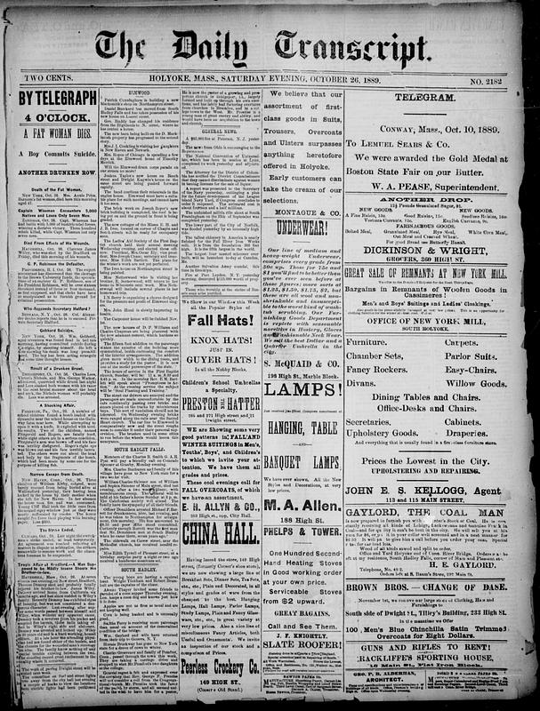 The Daily Transcript. October 26, 1889 - Digital Commonwealth