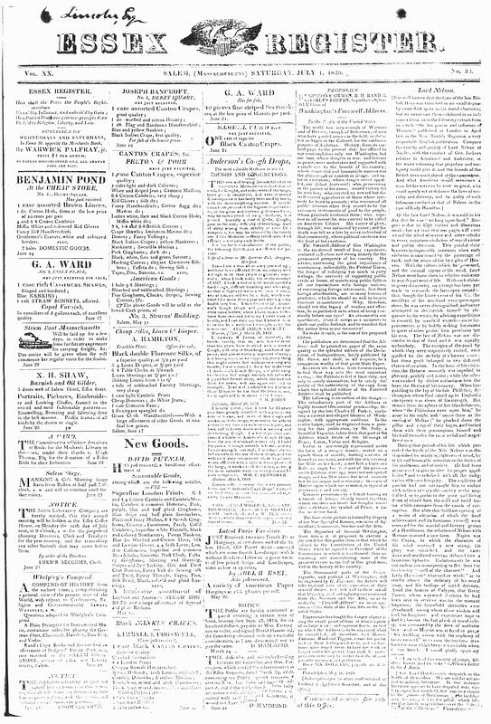 Essex Register. July 01, 1820 - Digital Commonwealth