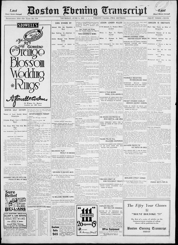 Boston Evening Transcript. June 09, 1921 - Digital Commonwealth