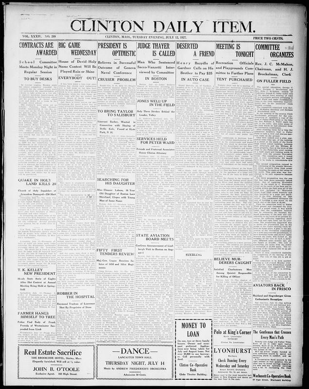 Clinton Daily Item. July 12, 1927 - Digital Commonwealth